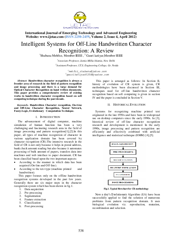 (PDF) Intelligent Systems for Off-Line Handwritten Character ...