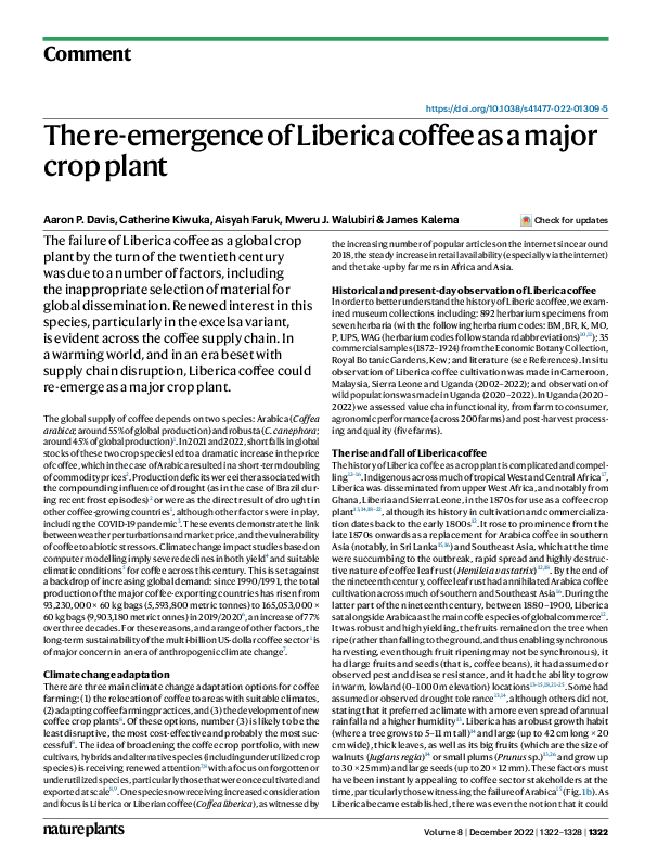 (PDF) The re-emergence of Liberica coffee as a major crop plant