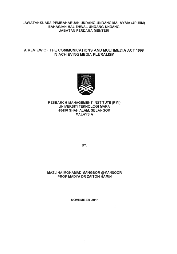 (PDF) A review of the communications and multimedia act 1998 in ...