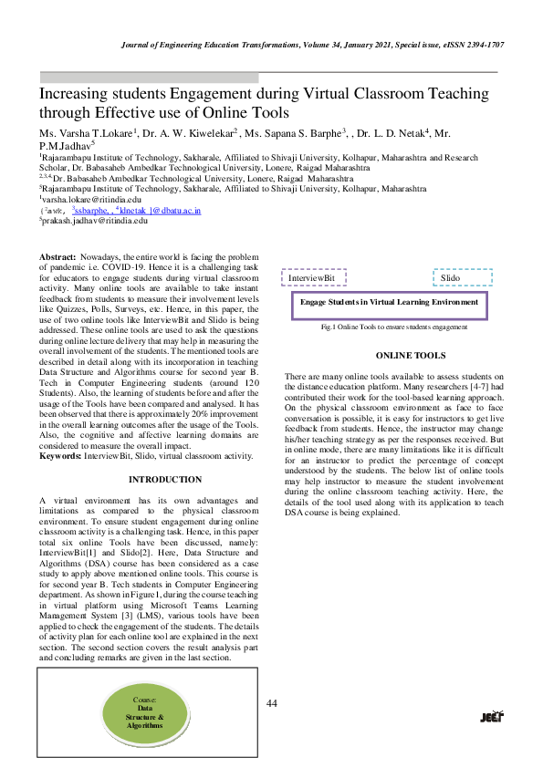 (PDF) Increasing Students Engagement during Virtual Classroom Teaching ...