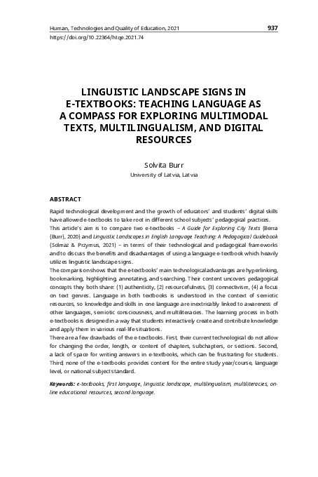 (PDF) Linguistic Landscape Signs in E-Textbooks: Teaching Language as a ...
