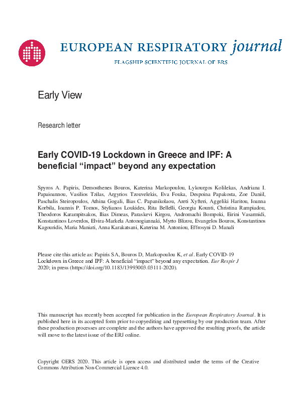 (PDF) Early COVID-19 lockdown in Greece and idiopathic pulmonary ...