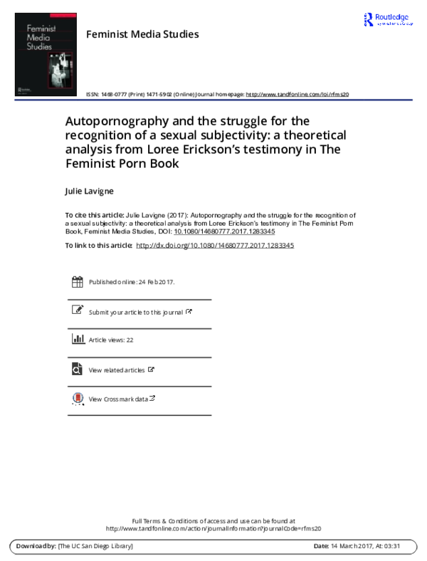 (PDF) Autopornography and the struggle for the recognition of a sexual ...