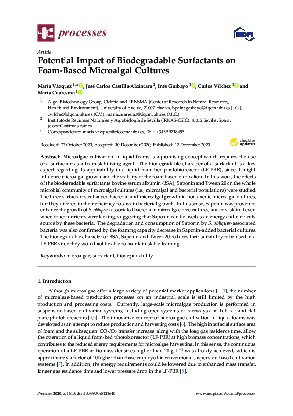 (PDF) Potential Impact of Biodegradable Surfactants on Foam-Based ...