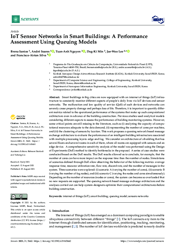 (PDF) IoT Sensor Networks in Smart Buildings: A Performance Assessment Using Queuing Models