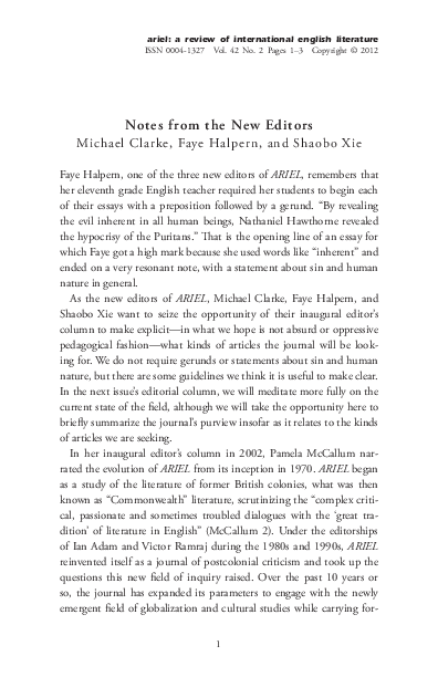 (PDF) Notes from the New Editors