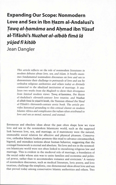 (PDF) Expanding Our Scope: Nonmodern Love and Sex in Ibn Hazm al ...