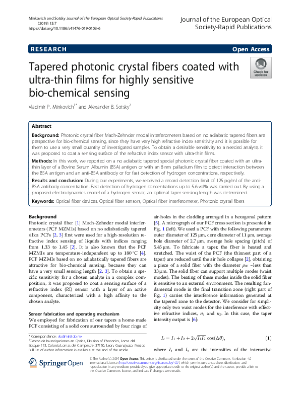 (PDF) Tapered photonic crystal fibers coated with ultra-thin films for ...