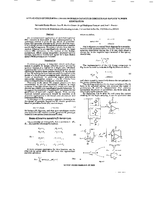 (PDF) Application of piecewise-linear switched-capacitor circuits for random number generation