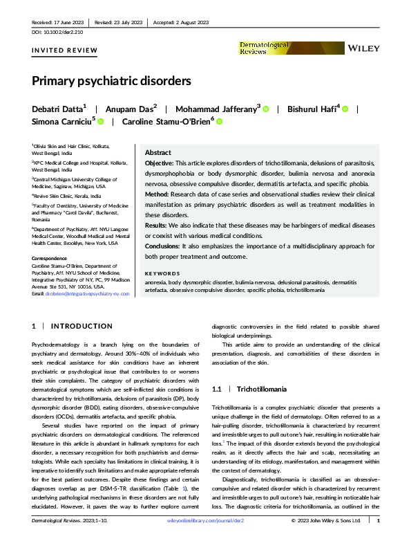 (PDF) Primary psychiatric disorders