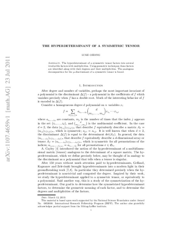 (PDF) Hyperdeterminants of Polynomials