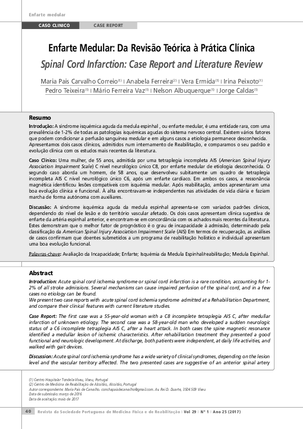 (PDF) Enfarte Medular: Da Revisão Teórica à Prática Clínica