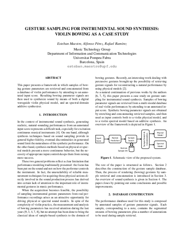 (PDF) Gesture sampling for instrumental sound synthesis: violin bowing ...