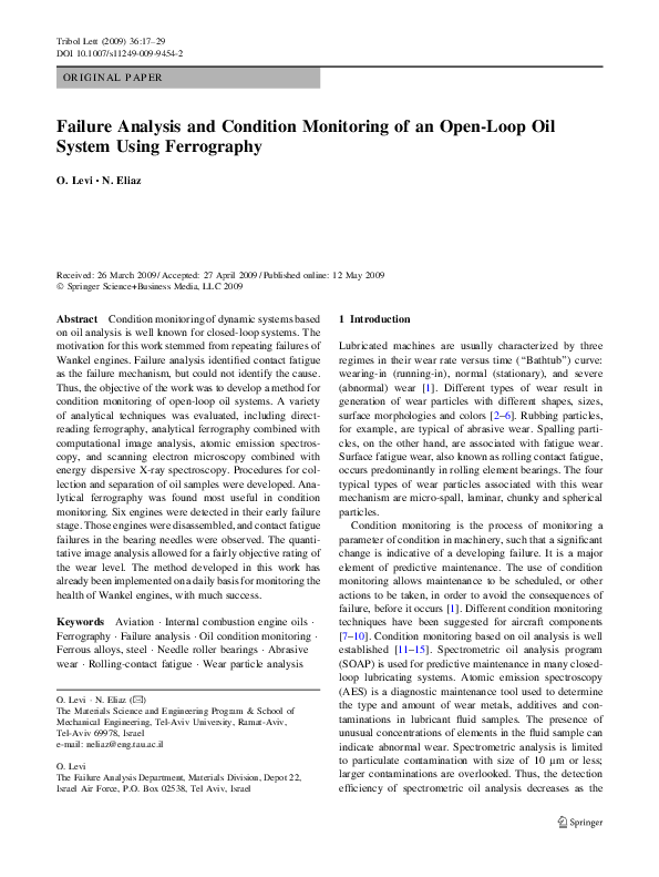 (PDF) Failure Analysis and Condition Monitoring of an Open-Loop Oil ...