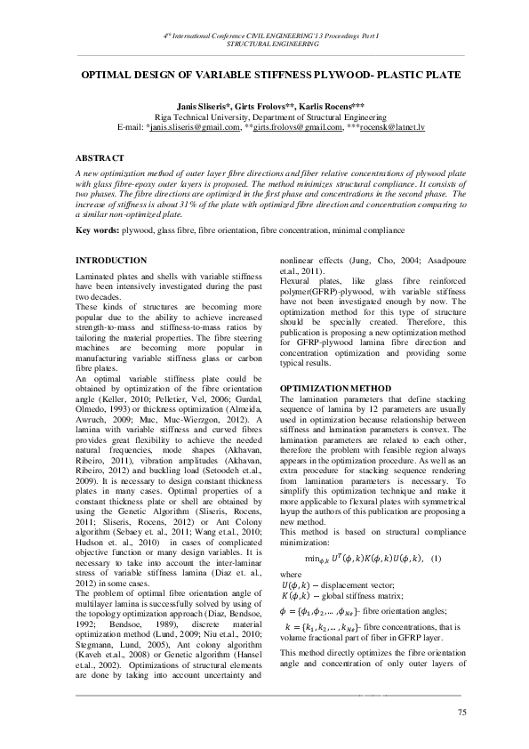 (PDF) Optimal Design of Variable Stiffness Plywood-Plastic Plate