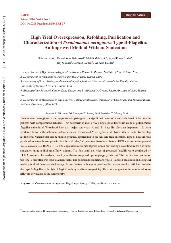 (PDF) High Yield Overexpression, Refolding, Purification and ...