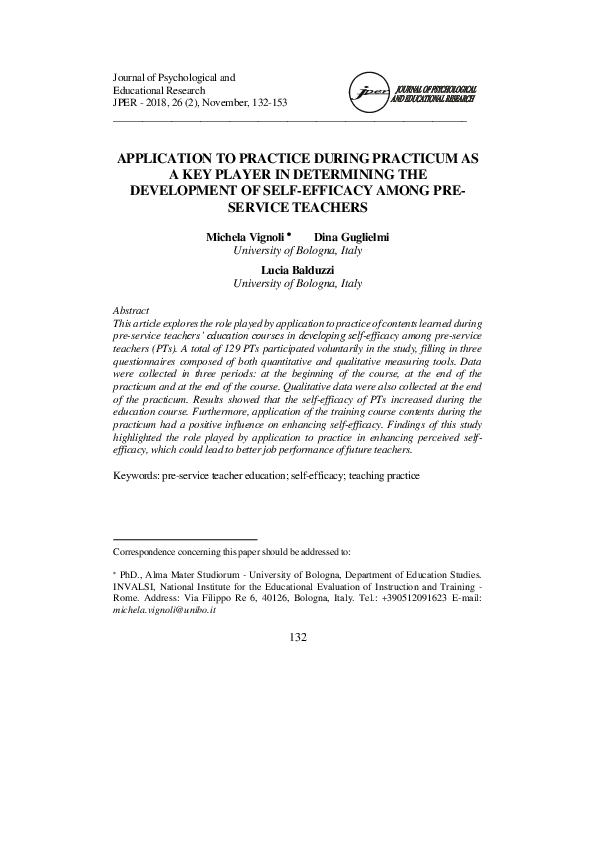 (PDF) Application to practice during practicum as a key player in determining the development of ...