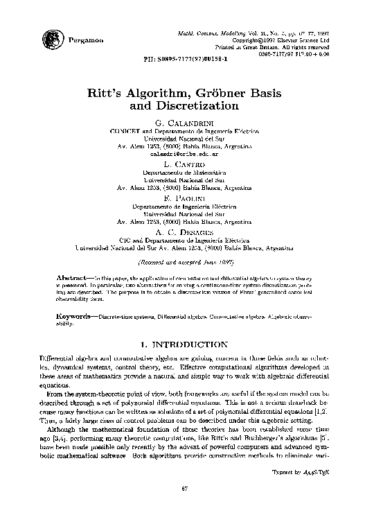 (PDF) Ritt's algorithm, Gröbner basis and discretization