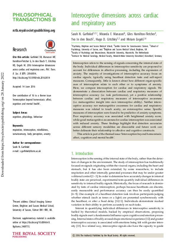 (PDF) Interoceptive dimensions across cardiac and respiratory axes