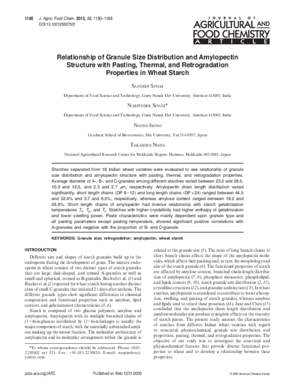 (PDF) Relationship of Granule Size Distribution and Amylopectin ...