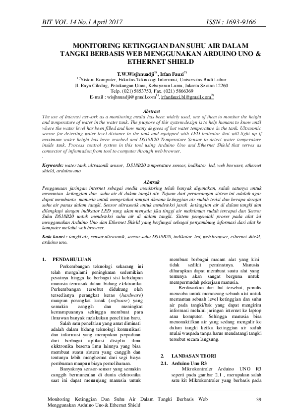(PDF) Monitoring Ketinggian Dan Suhu Air Dalam Tangki Berbasis Web ...