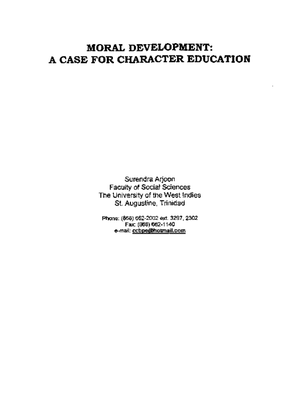 (PDF) Moral Development : A Case for Character Education