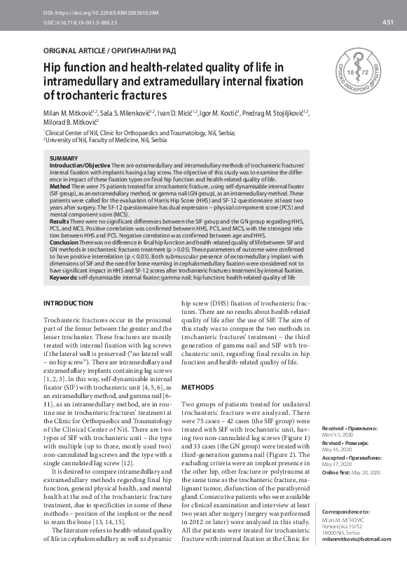 (PDF) Hip function and health-related quality of life in intramedullary ...