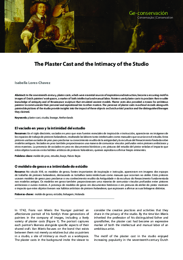 (PDF) The Plaster Cast and the Intimacy of the Studio