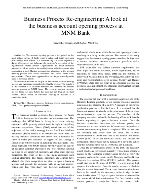 (PDF) Business Process Re-engineering: A look at the business account ...