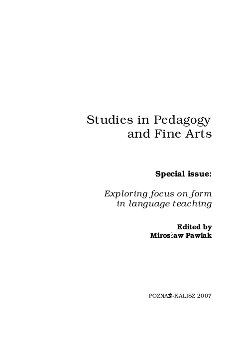 (PDF) Exploring focus on form in language teaching | Mirosław Pawlak ...
