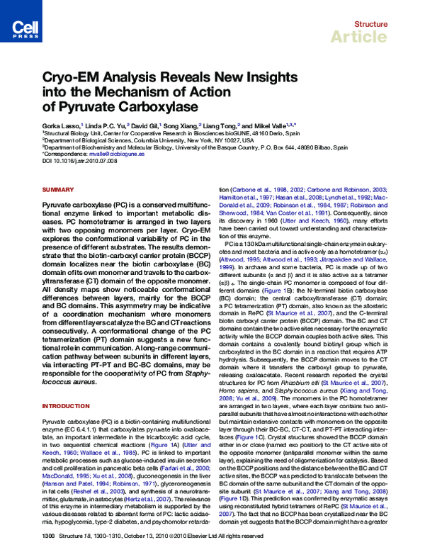 (PDF) Cryo-EM Unveils Pyruvate Carboxylase Mechanism