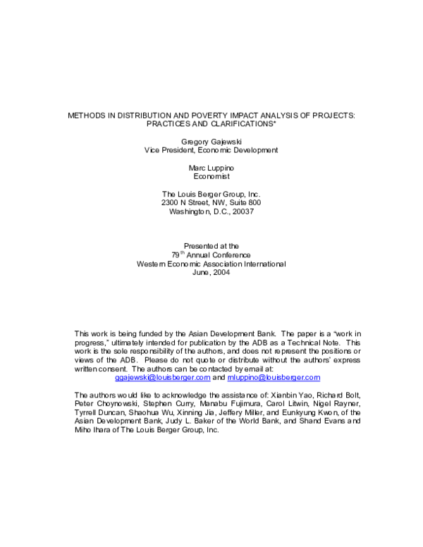 (PDF) Methods in Distribution and Poverty Impact Analysis: Practices ...