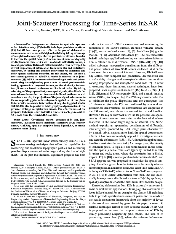 (PDF) Joint-Scatterer Processing for Time-Series InSAR
