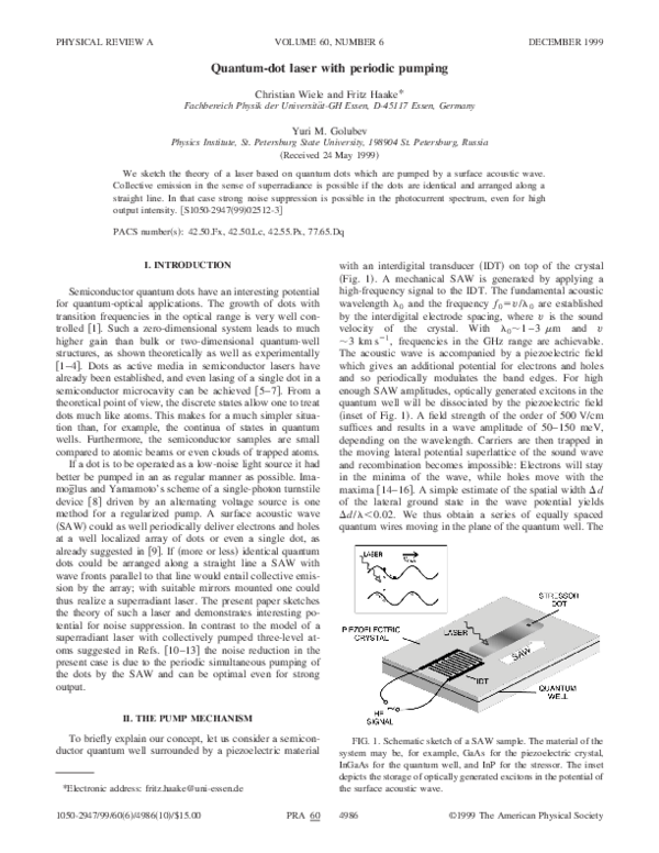 (PDF) Quantum-dot laser with periodic pumping