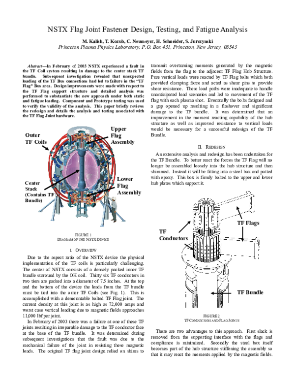 (PDF) NSTX Flag Joint Fastener Design and Testing and Fatigue Analysis ...