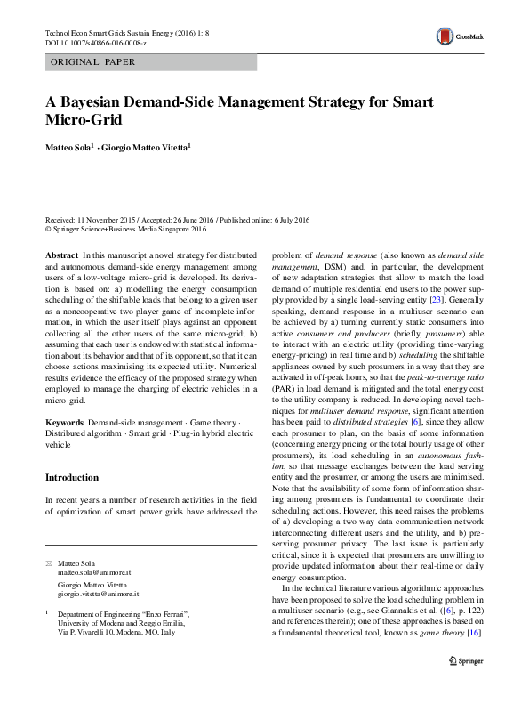 (PDF) A Bayesian Demand-Side Management Strategy for Smart Micro-Grid | Giorgio Matteo VITETTA ...