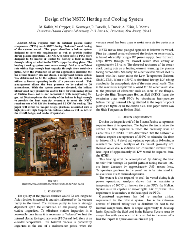 (PDF) Design of NSTX Heating and Cooling System