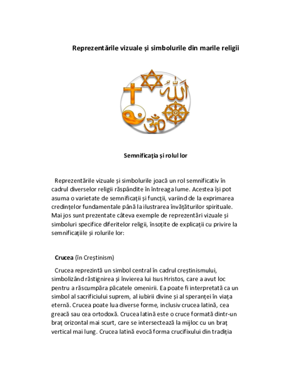 (PDF) Reprezentările vizuale și simbolurile din marile religii