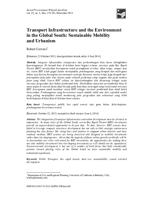 (PDF) Sustainable BRT and Urban Development in the Global South