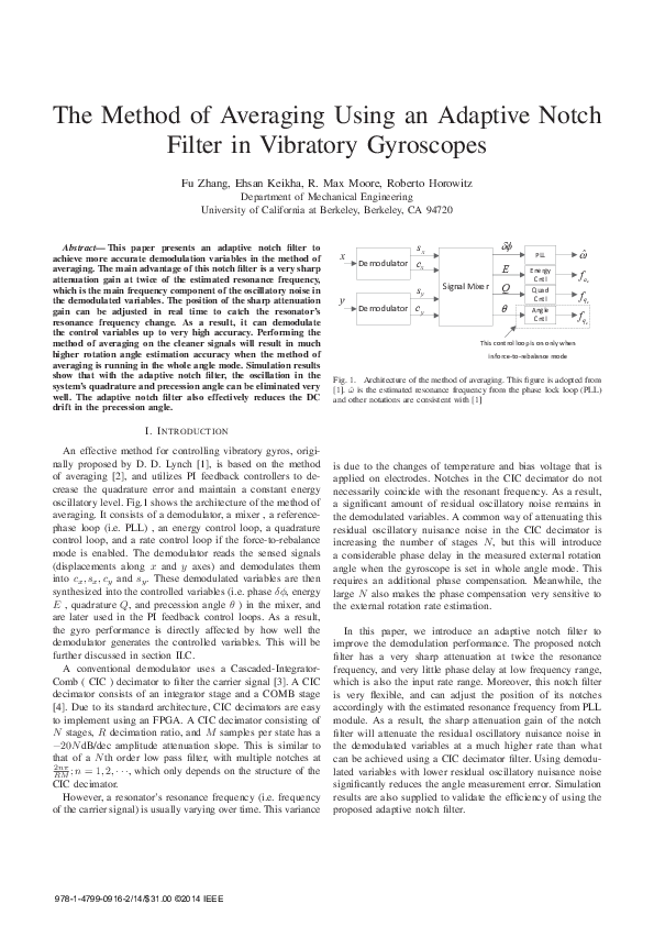 (PDF) The method of averaging using an adaptive notch filter in vibratory gyroscopes
