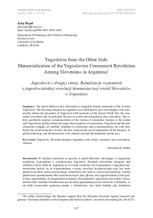 (PDF) Yugoslavia from the Other Side. Memorialization of the ...