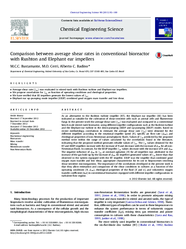(PDF) Comparison between average shear rates in conventional bioreactor ...