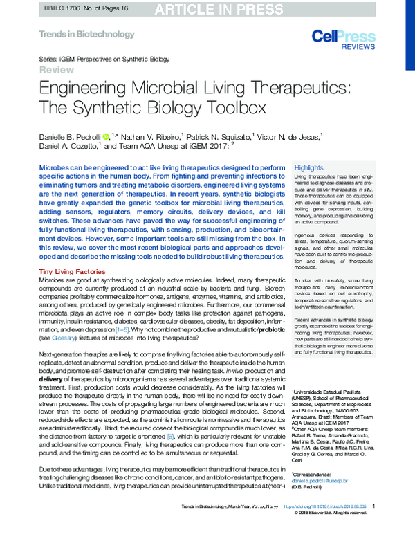(PDF) Engineering Microbial Living Therapeutics: The Synthetic Biology ...