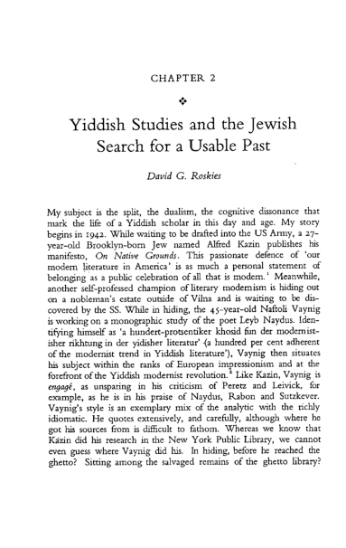 (PDF) David G. Roskies, “Yiddish Studies and the Jewish Search for a ...