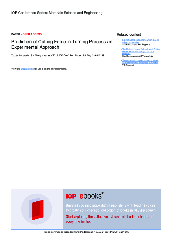 (PDF) Prediction of Cutting Force in Turning Process-an Experimental Approach