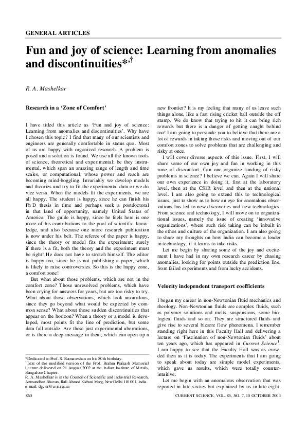 (PDF) Fun and joy of science: Learning from anomalies and ...