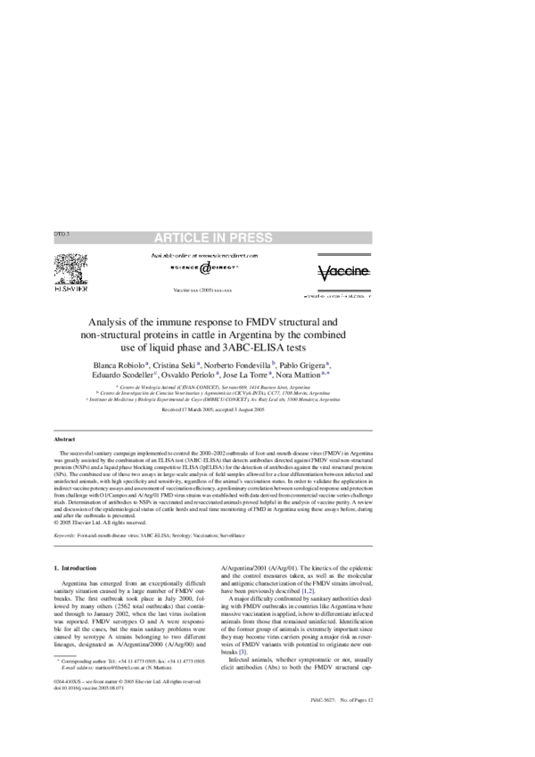 (PDF) Analysis of the immune response to FMDV structural and non ...
