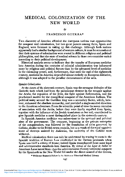 (PDF) Medical Colonization of the New World