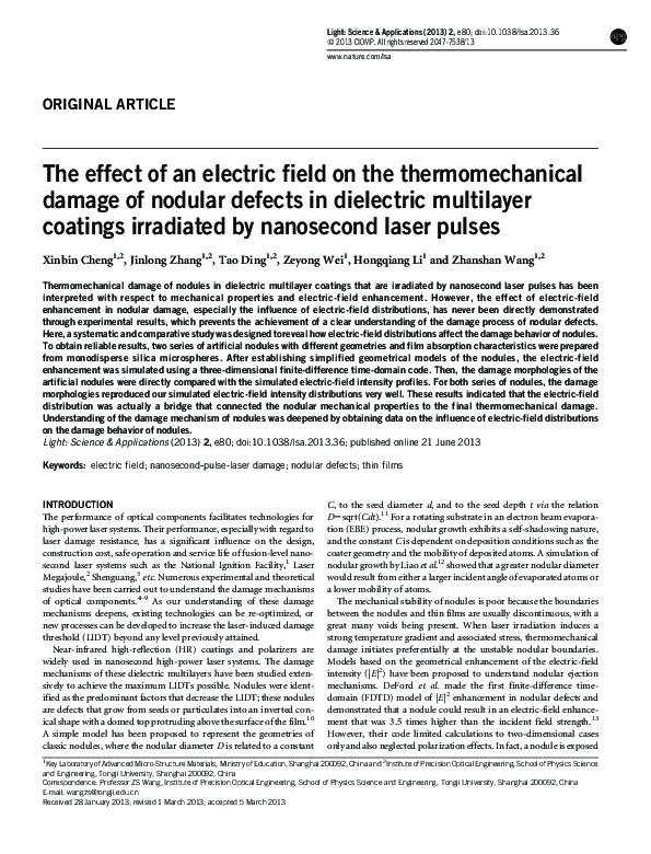(PDF) The effect of an electric field on the thermomechanical damage of ...