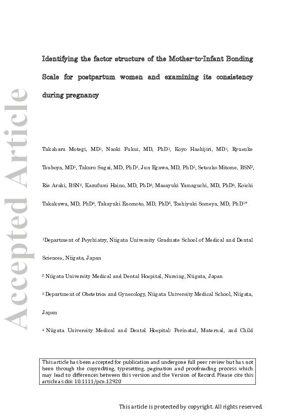 (PDF) Identifying the factor structure of the Mother‐to‐Infant Bonding ...